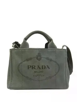 Prada Canapa Logo Satchel - Grey