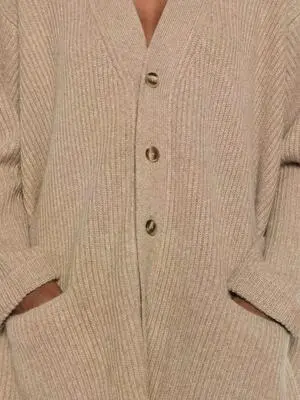 R13 Ribbed Knit Cardigan With Front Button Fastening And Patch Pockets