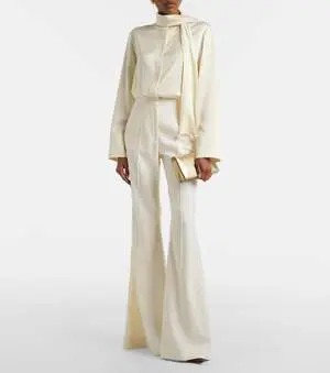 Costarellos Daline Wool-blend Flared Trousers