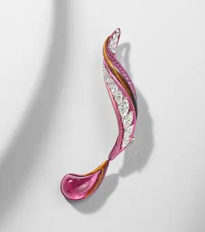 KAMYEN Titanium Brooch With Tourmaline, Diamond, And Tiger's Eye