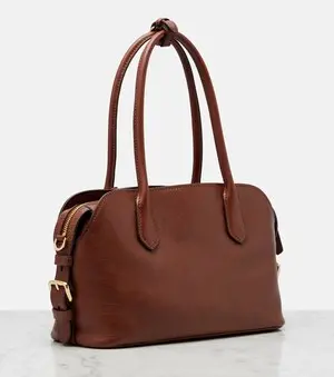 Prada Signet Medium Leather Bowling Bag - Brown