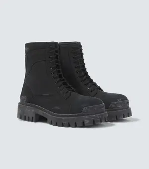 Balenciaga Combat Strike Lace-up Boots - Black
