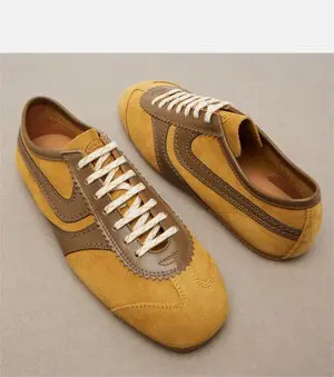 Dries Van Noten Suede And Leather Trimmed Lace-up Sneakers - Yellow