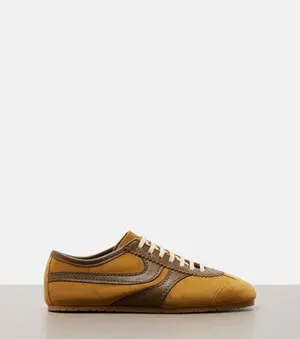 Dries Van Noten Suede And Leather Trimmed Lace-up Sneakers - Yellow