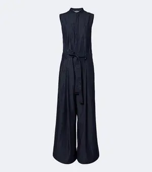Max Mara Wide-leg Denim Jumpsuit - Blue