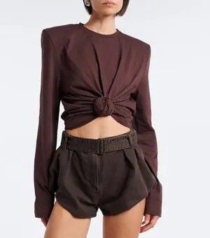 Magda Butrym Cotton-blend Jersey Crop Top - Brown