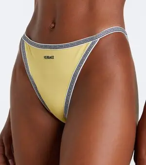 Versace Greca Embroidered Bikini Bottoms - Yellow