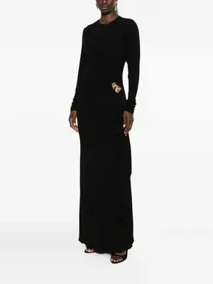 Moschino Draped Maxi Dress With Gold-tone Bow Detail