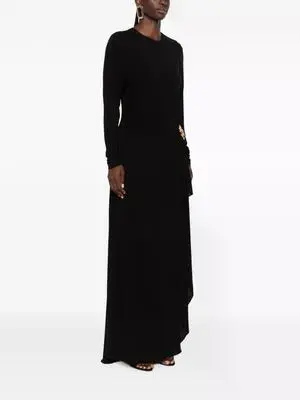 Moschino Draped Maxi Dress With Gold-tone Bow Detail