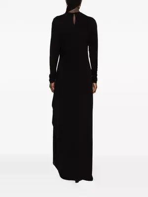 Moschino Draped Maxi Dress With Gold-tone Bow Detail