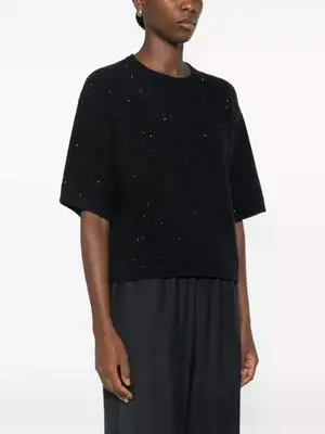 Fabiana Filippi Sequin-embellished Bouclé-knit Sweater - Black