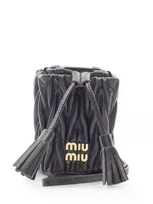 Miu Miu Matelassé Leather Micro Bag - Black