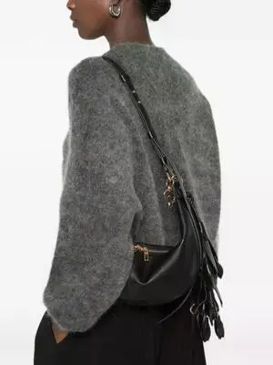 Sportmax Leather Shoulder Bag With Tassel Detail - Black