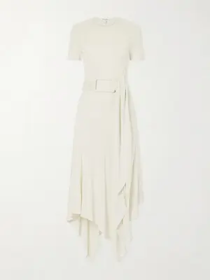Alaïa Belted Asymmetrical Jersey Midi Dress - Neutrals