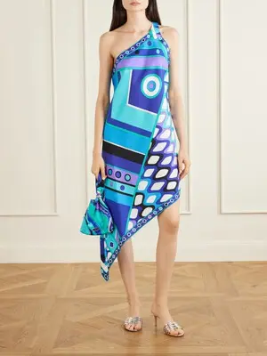 Emilio Pucci Printed Asymmetrical One-shoulder Silk Dress