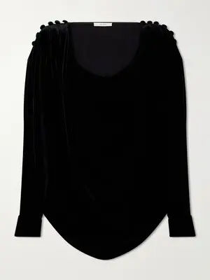 THE ROW Esteban Button-embellished Velvet Top