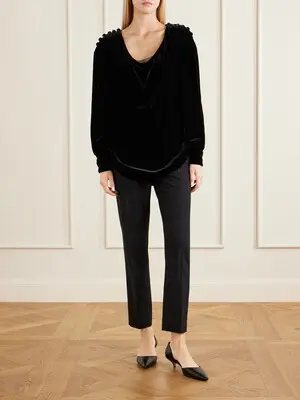 THE ROW Esteban Button-embellished Velvet Top