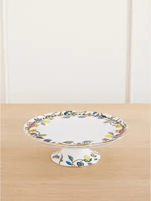 La DoubleJ Gold-plated Painted Porcelain Cake Stand - Multi