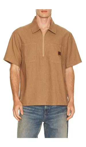 Brixton Brakeman Half Zip Short Sleeve Shirt In . Also