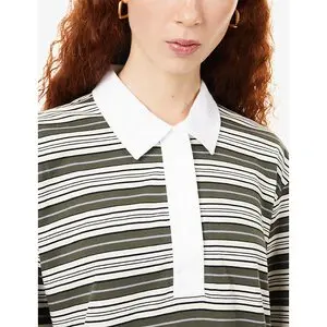 Rag & Bone Kelly Striped Cotton Polo Top - Greenmult