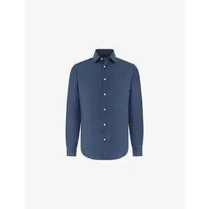 Boggi Milano Long-sleeve Regular-fit Linen-blend Shirt - Blue