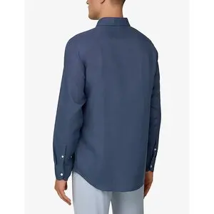 Boggi Milano Long-sleeve Regular-fit Linen-blend Shirt - Blue