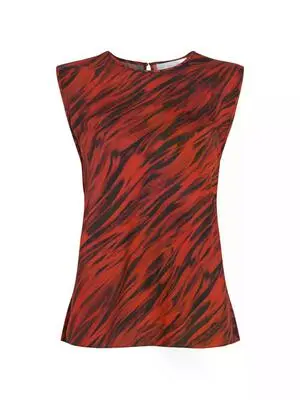 Proenza Schouler White Label Megan Sleeveless Printed Twill Top - Red