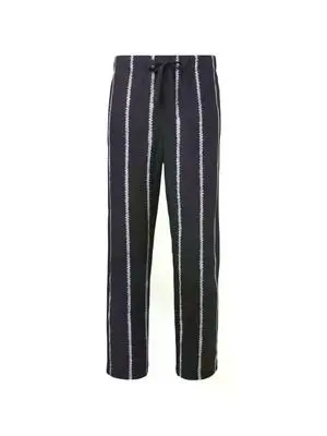 Commas Shibori Stripe Linen Trousers - Blue