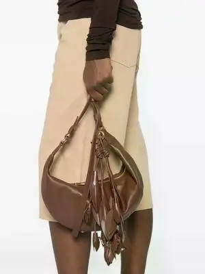 Sportmax Leather Shoulder Bag With Tassel Detail - Brown