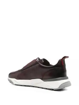 Santoni Perforated Leather Lace-up Sneakers - Red