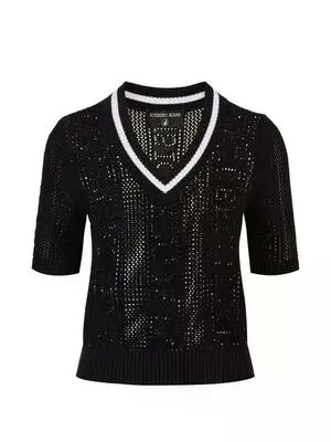 Iceberg Open-knit V-neck Sweater - Black