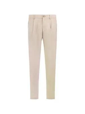 Herno Linen Fade Effect Tailored Trousers - Neutrals