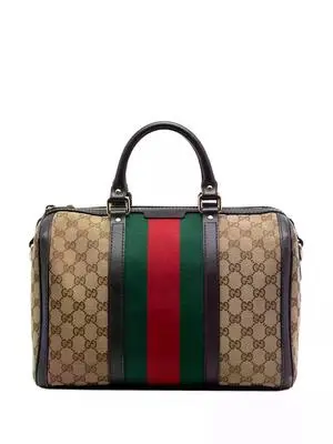 Gucci Medium Gg Canvas Web Joy Boston Bag Satchel - Neutrals