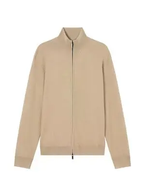 Emporio Armani Chevron-knit Zip-up Cardigan - Neutrals