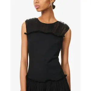 ABADIA Sera Plissé-pleated Silk Midi Dress
