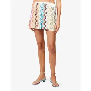 Missoni Chevron Print Wrap-over Jersey Mini Skirt