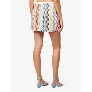Missoni Chevron Print Wrap-over Jersey Mini Skirt