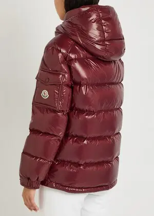 Moncler Maire Padded Laqué Nylon Hooded Jacket - Red