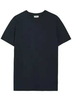 LES DEUX Flower Printed Cotton T-shirt - Navy