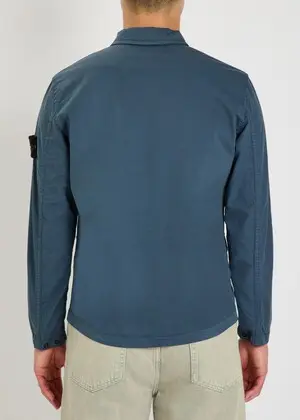 Stone Island Logo-appliquéd Stretch-cotton Overshirt - Blue Dark