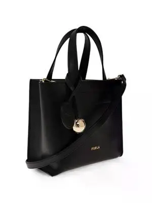 Furla Mini Divide Logo-lettering Leather Tote Bag - Black