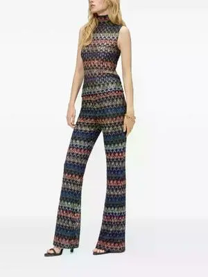 Missoni Geometric Pattern Knit Flared Trousers - Blue