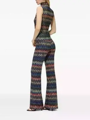 Missoni Geometric Pattern Knit Flared Trousers - Blue