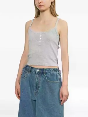 AAPE BY *A BATHING APE Henley Neck Button-up Tank Top - Grey