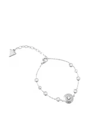 Guess Crystal-embellished Logo Plaque Bracelet - Silver