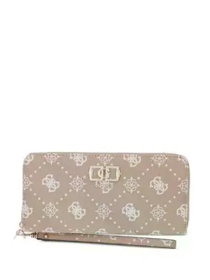 Guess Emelie Monogram-print Logo-plaque Wallet - Neutrals