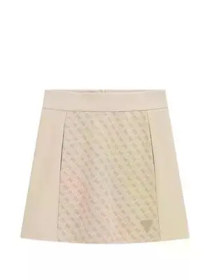 Guess Monogram-print Panelled Mini Skirt - Neutrals