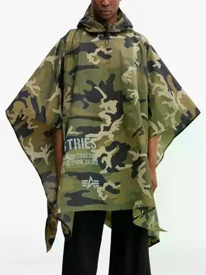 Alpha Industries Camouflage Print Hooded Poncho - Green
