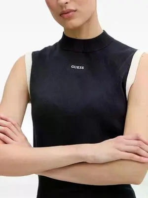 Guess Logo Print High Neck Sleeveless Top
