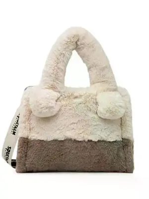 SPORTALM Faux-fur Logo-strap Tote Bag - Neutrals